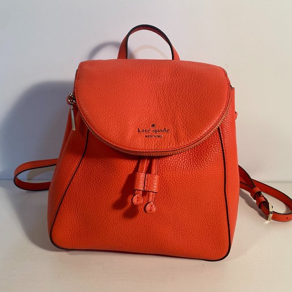 kate spade | Bags | Kate Spade Orange Leather Backpack Bag | Poshmark